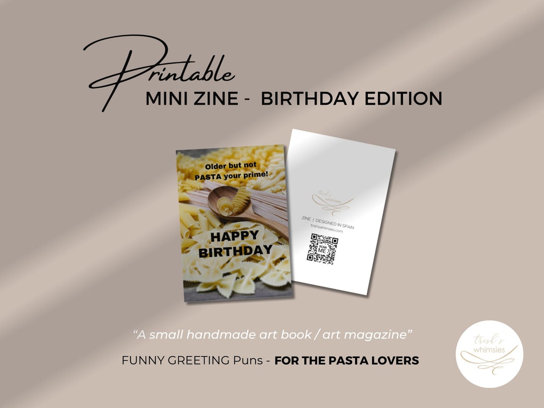 Pasta Birthday Card Printable, Pasta Pun, Pasta Gift, Pasta Themed ...