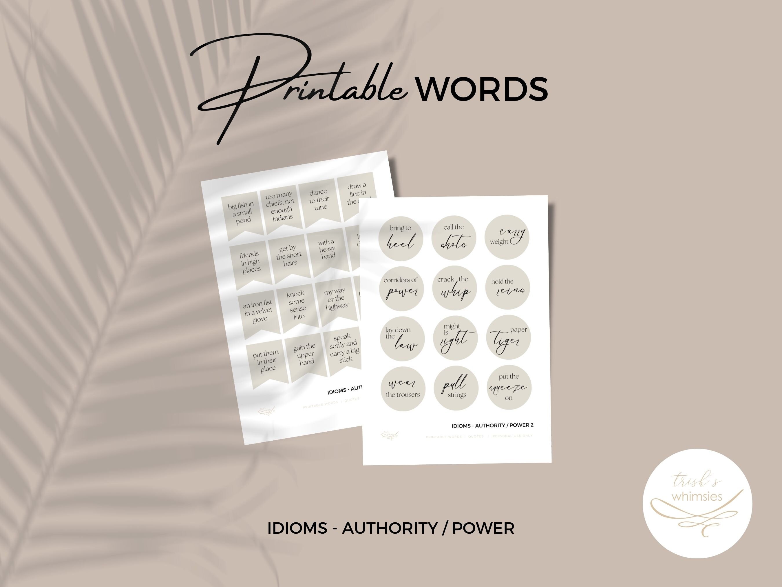 Common English Idioms for Work, Printable Idiomatic Expressions ...