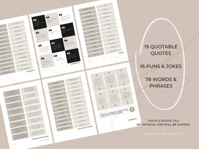 Friendship Words, Printable Journaling Phrases, Junk Journal Words ...