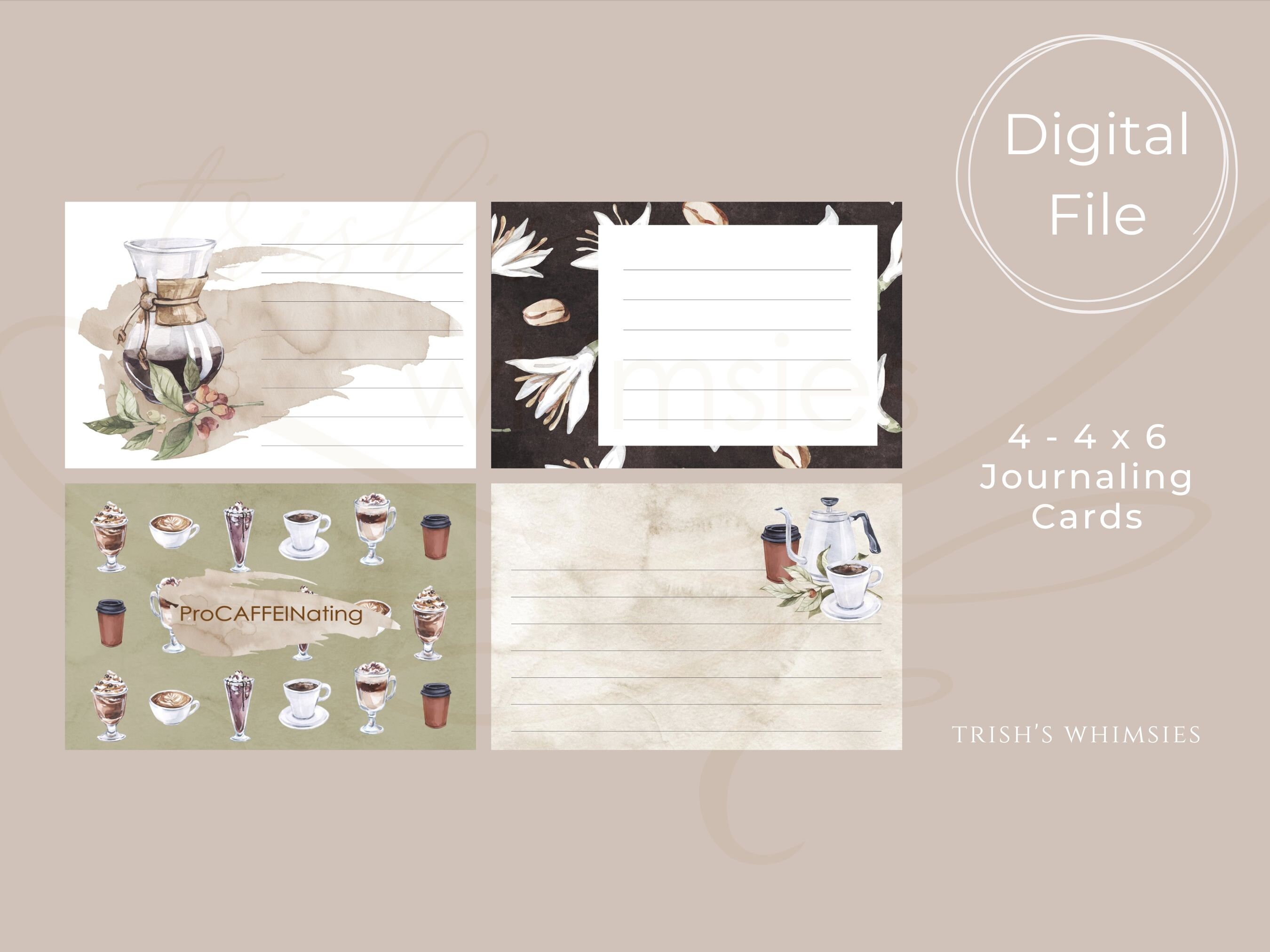 Coffee Journal Cards Printable Scrapbooking Embellishments - Etsy