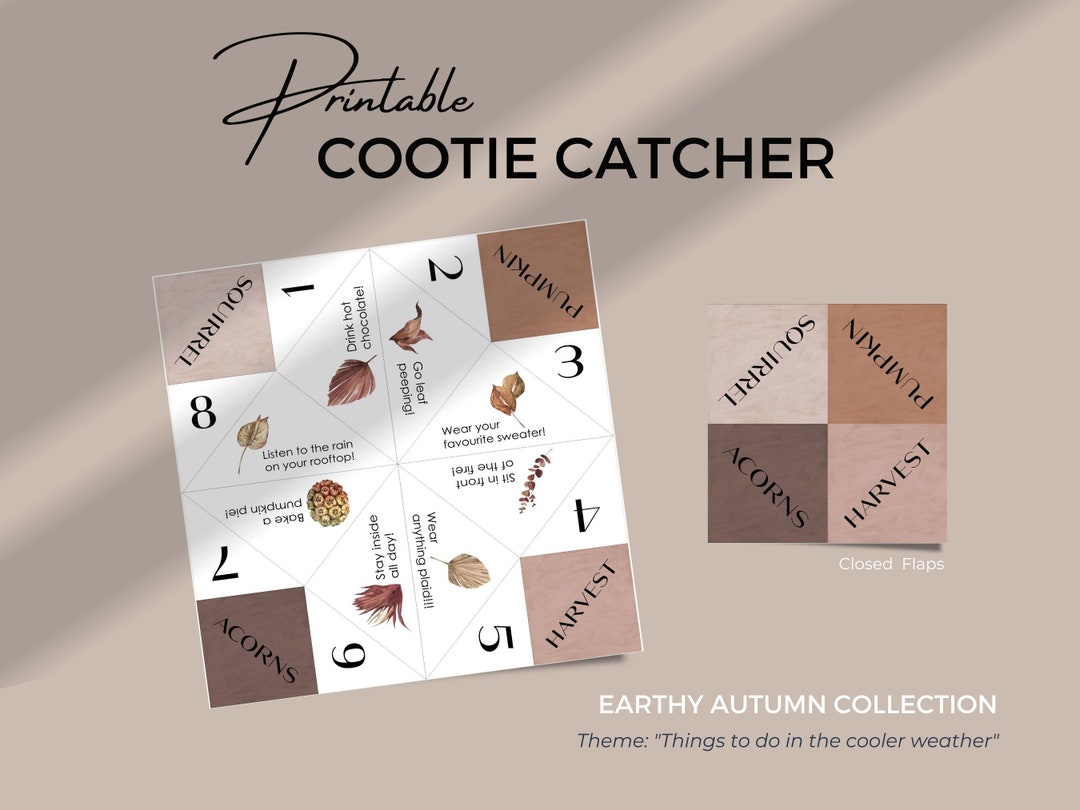 Fall Mood Cootie Catcher, Printable Origami for Kids, Autumnal ...