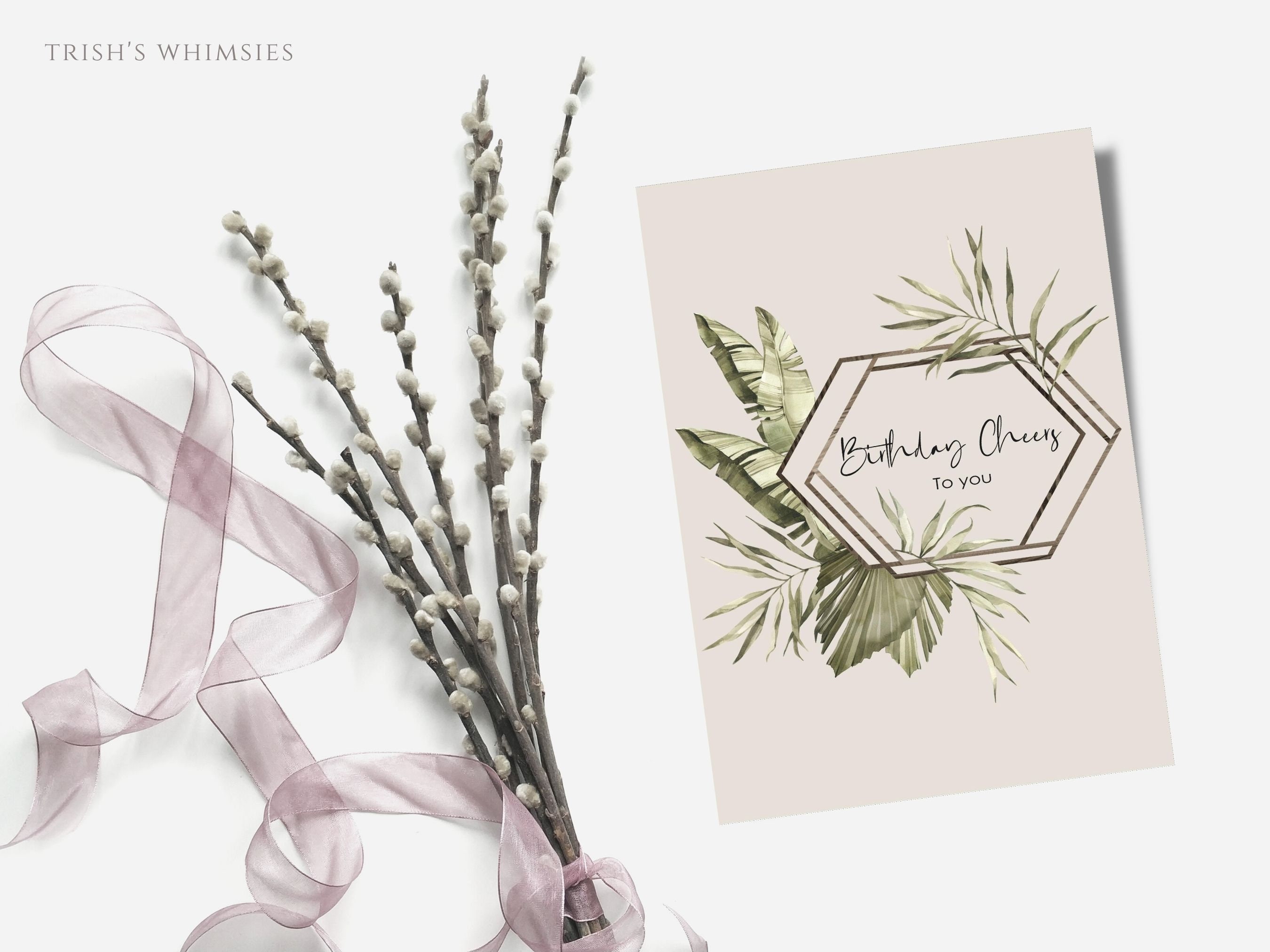 Tropical Plants Birthday Card Printable Birthday Cheers - Etsy