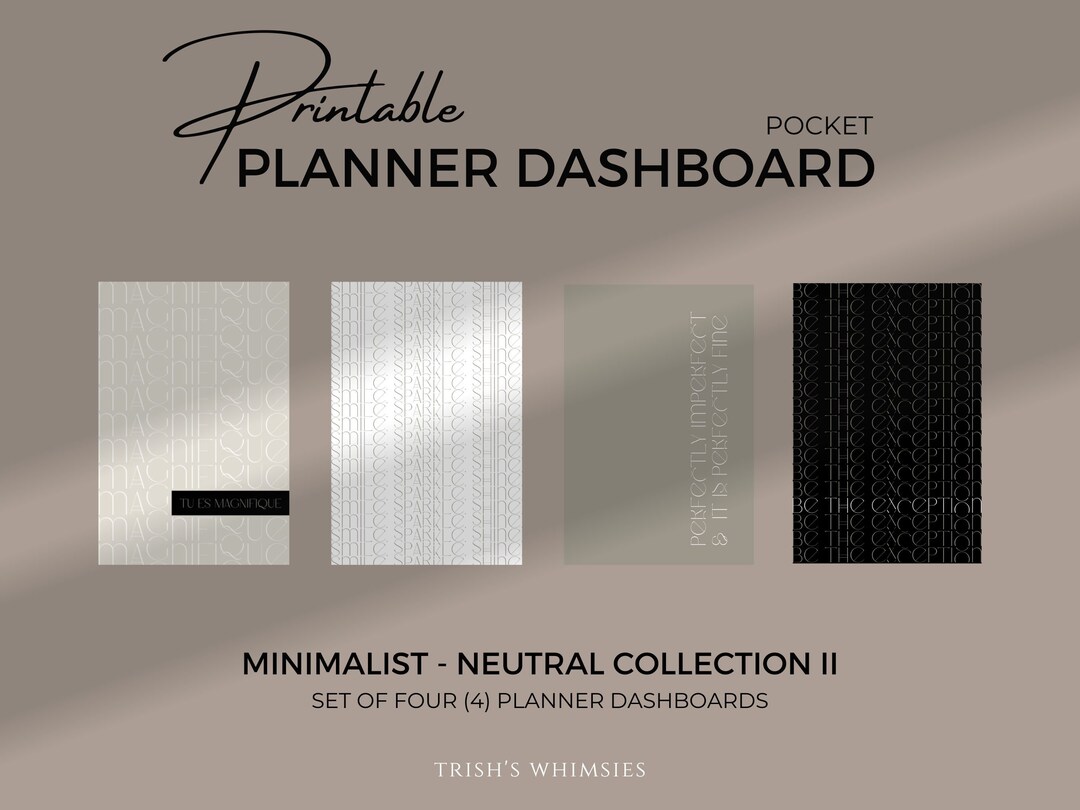 Motivational Planner Dashboard Printable, Neutral POCKET Planner ...