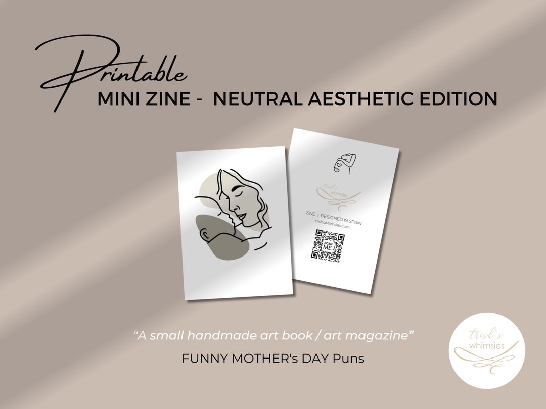 Funny Mother's Day Puns, Mini Zine About Motherhood, Monochromatic Zine ...