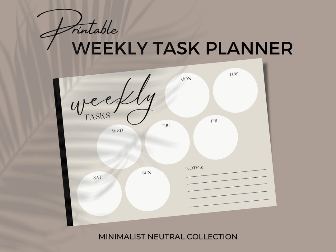 Minimalist Weekly Task Planner Printable, Neutral A4/letter, Desk ...