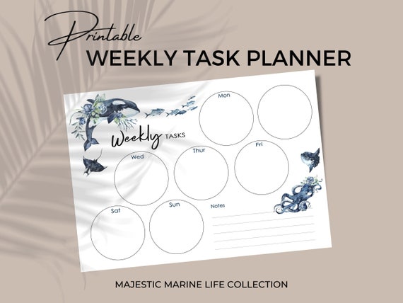 Marine Life Weekly Planner Printable Sea Animal Theme Weekly - Etsy
