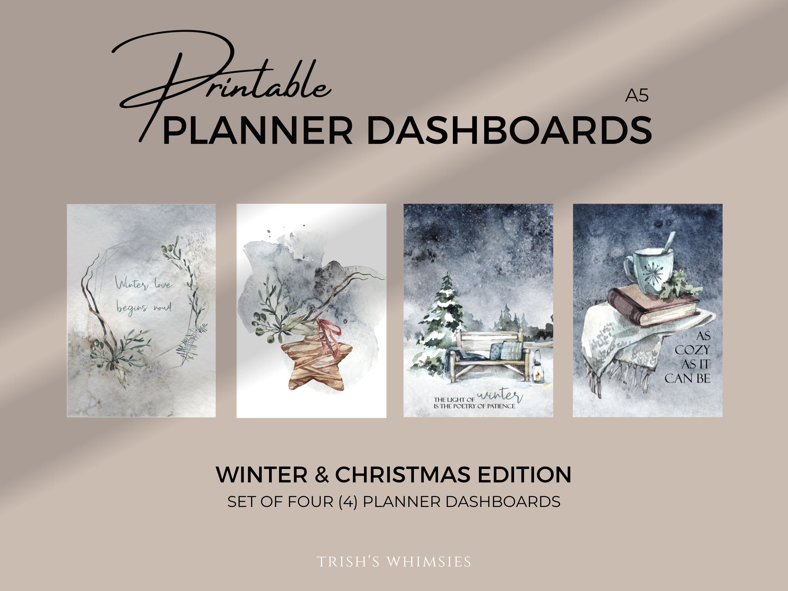 Winter 2022 Planner DASHBOARDS - Printable, Wintertime Planner Cover ...
