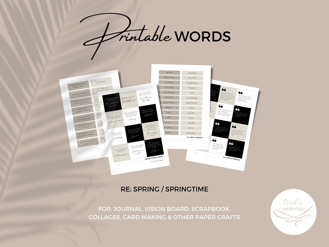 Spring Words & Phrases, Springtime Puns / Jokes, Journal Prompt ...