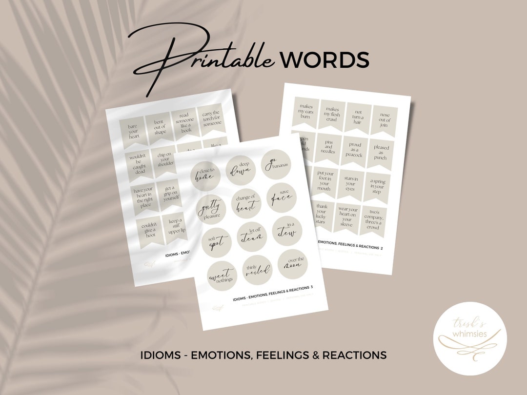 Idiomatic Expressions Printable, Idioms Emotions and Reactions ...