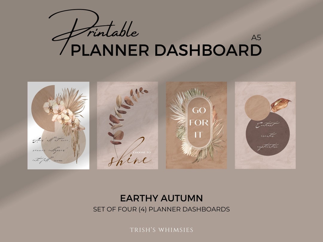 Neutral Aesthetic Planner DASHBOARDS - Printable, Autumn Planner Cover ...