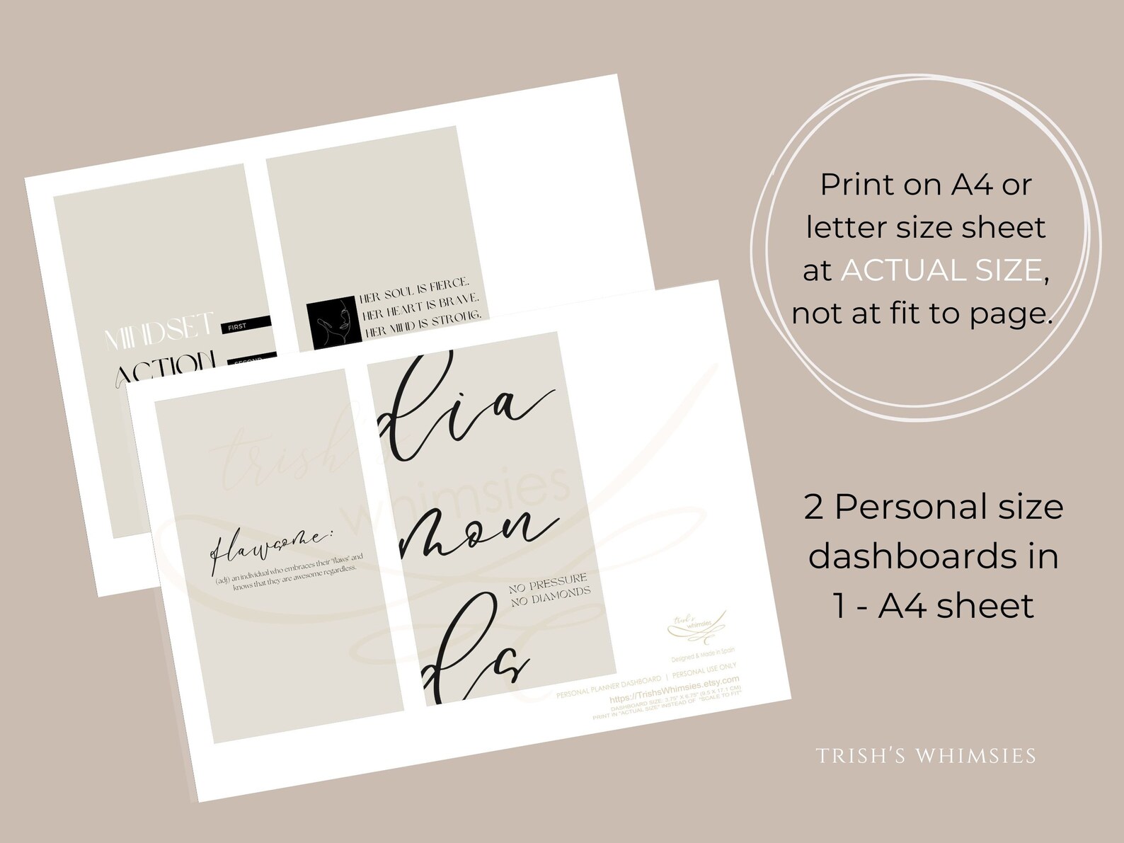 Minimal Aesthetic Planner Dashboard, Printable PERSONAL Size Planner ...