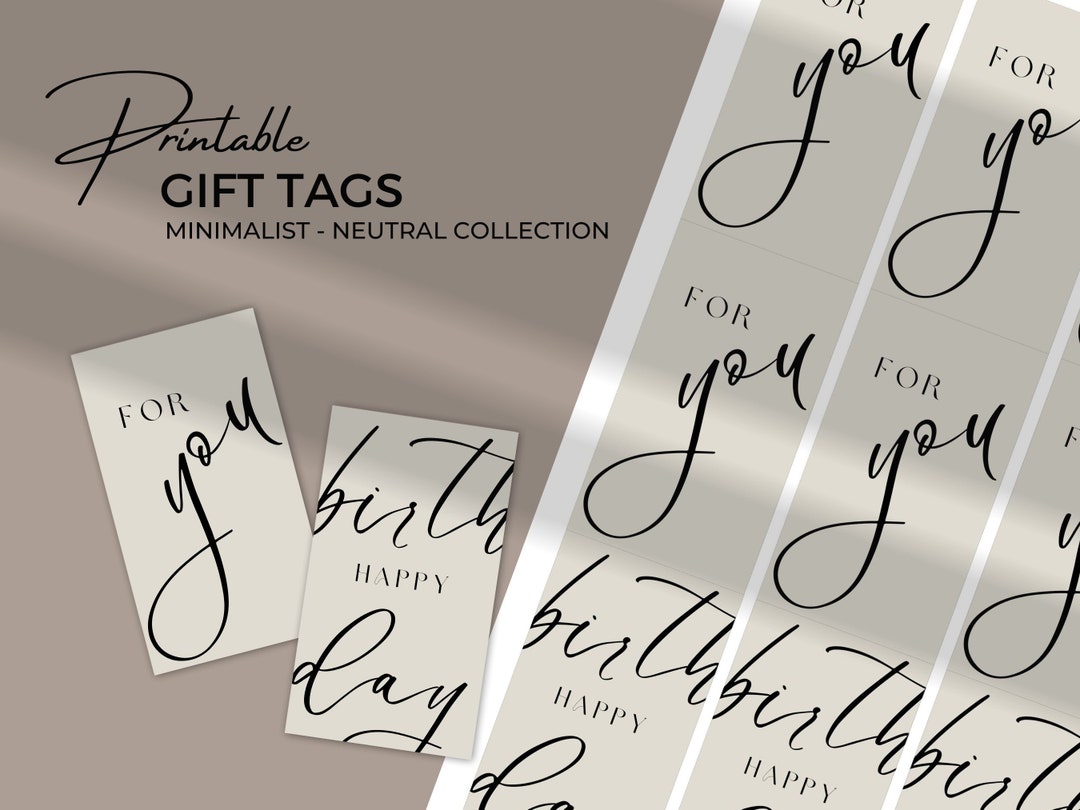 Elegant Gift Tag, Simple Minimalist Modern Tag, Favor Tag, Printable ...