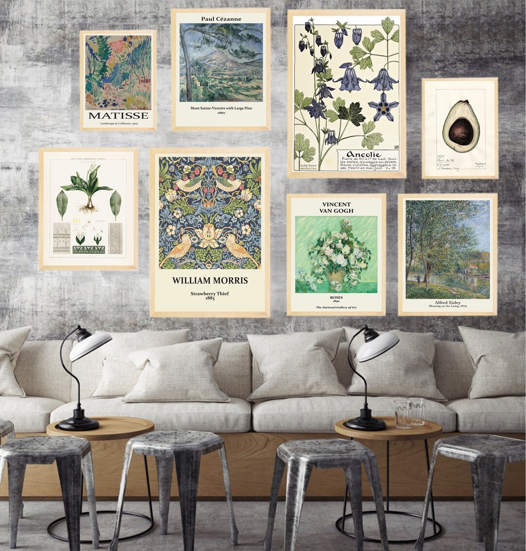 8 Green Wall Gallery Art Prints, Modern Gallery Wall Set, Vintage ...
