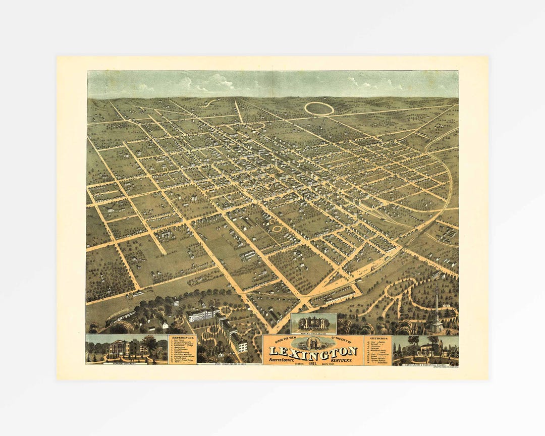 Old Map of Lexington, Fayette County, Kentucky, USA } museum Quality ...