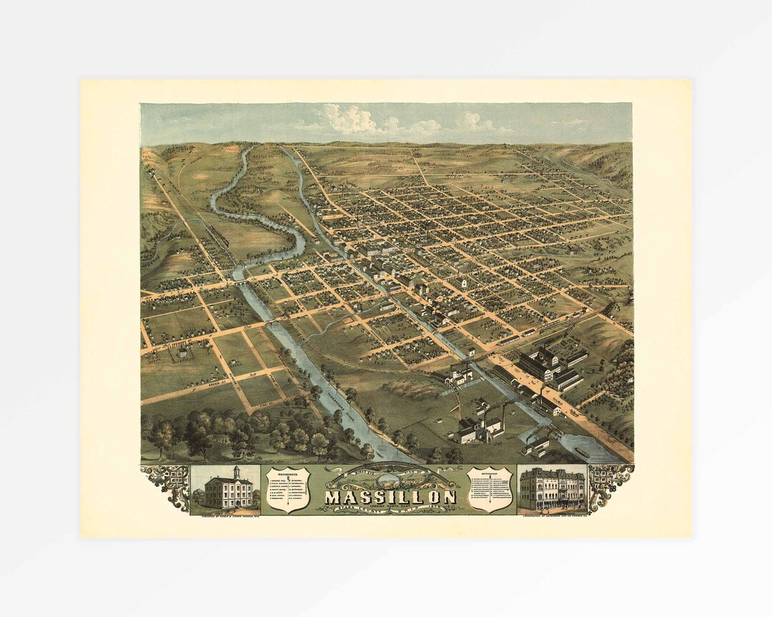 Old Map of Massillon, Stark County, Ohio - Etsy