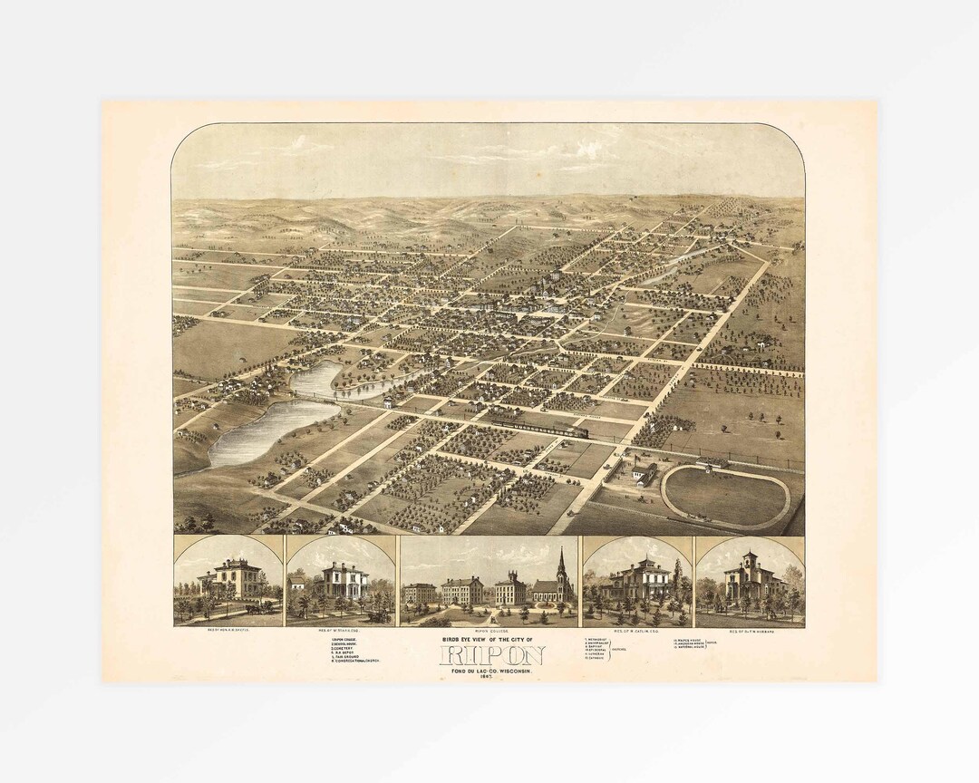 Old Map of Ripon, Fond Du Lac County, Wisconsin, USA } museum Quality ...
