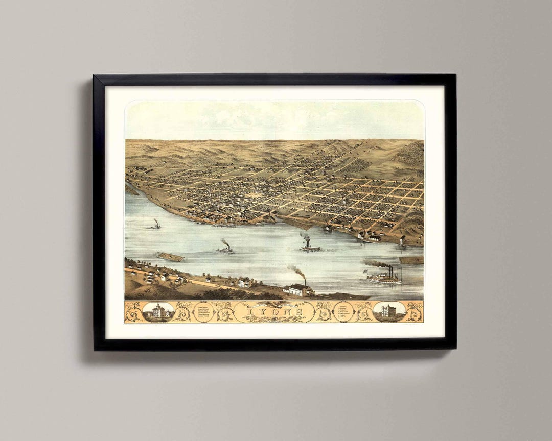 Old Map of Lyons, Clinton County, Iowa, USA } museum Quality Print - Etsy