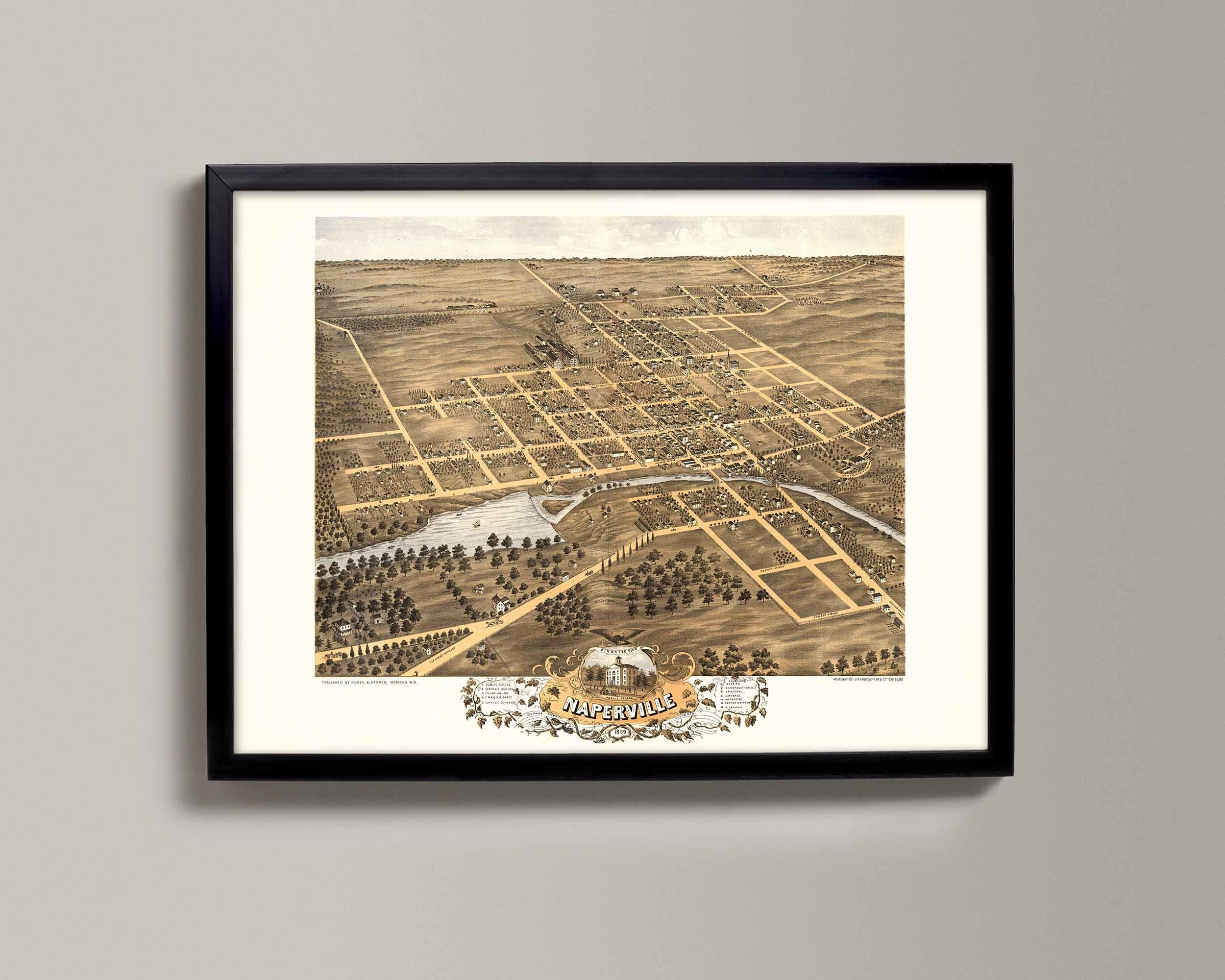 Old Map of Naperville, Dupage County, Illinois - Etsy