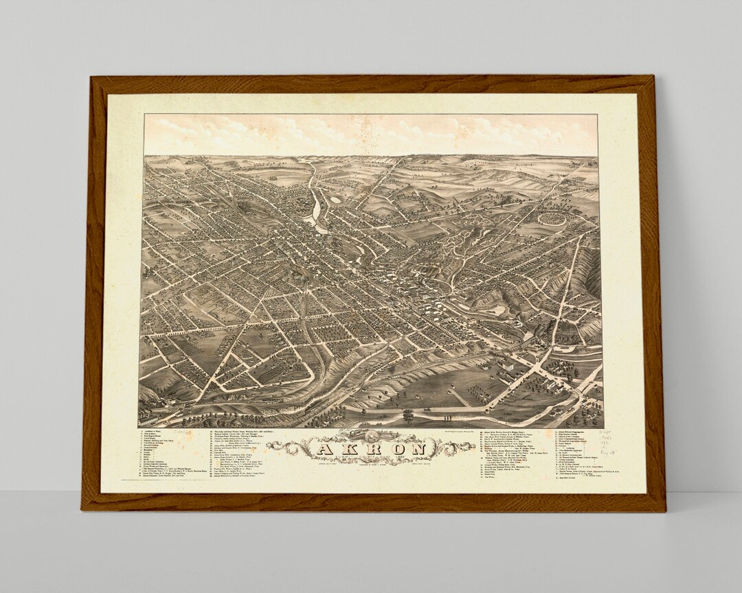 Panoramic View of the City of Akron Summit County Ohio 1882 - Etsy