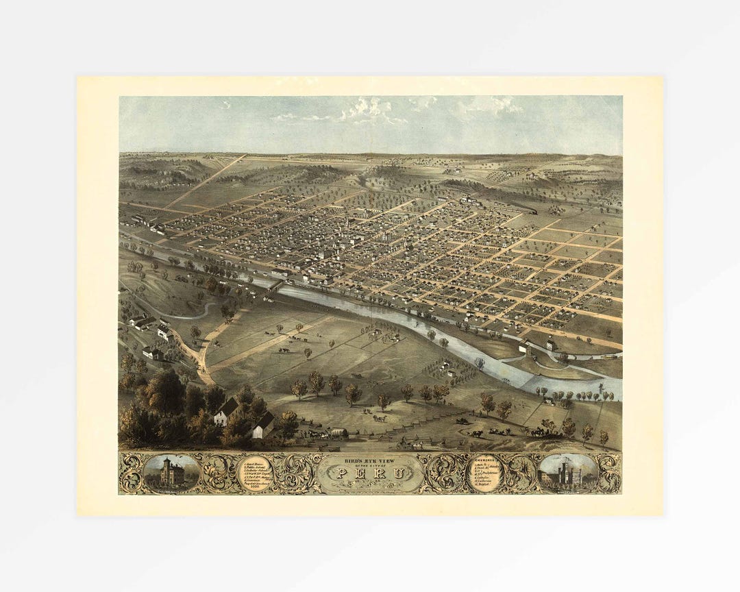 Old Map of Peru, Miami County, Indiana - Etsy