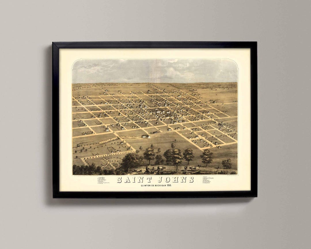 Old Map of St Johns, Michigan - Etsy