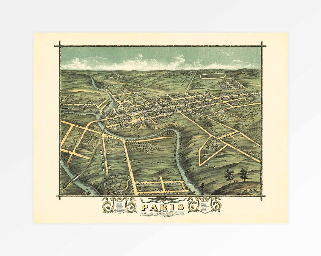 Old Map of Paris, Bourbon County, Kentucky - Etsy