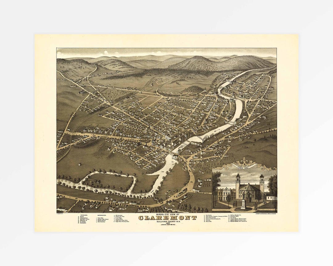 Old Map of Sullivan County, New Hampshire, USA } museum Quality Print ...