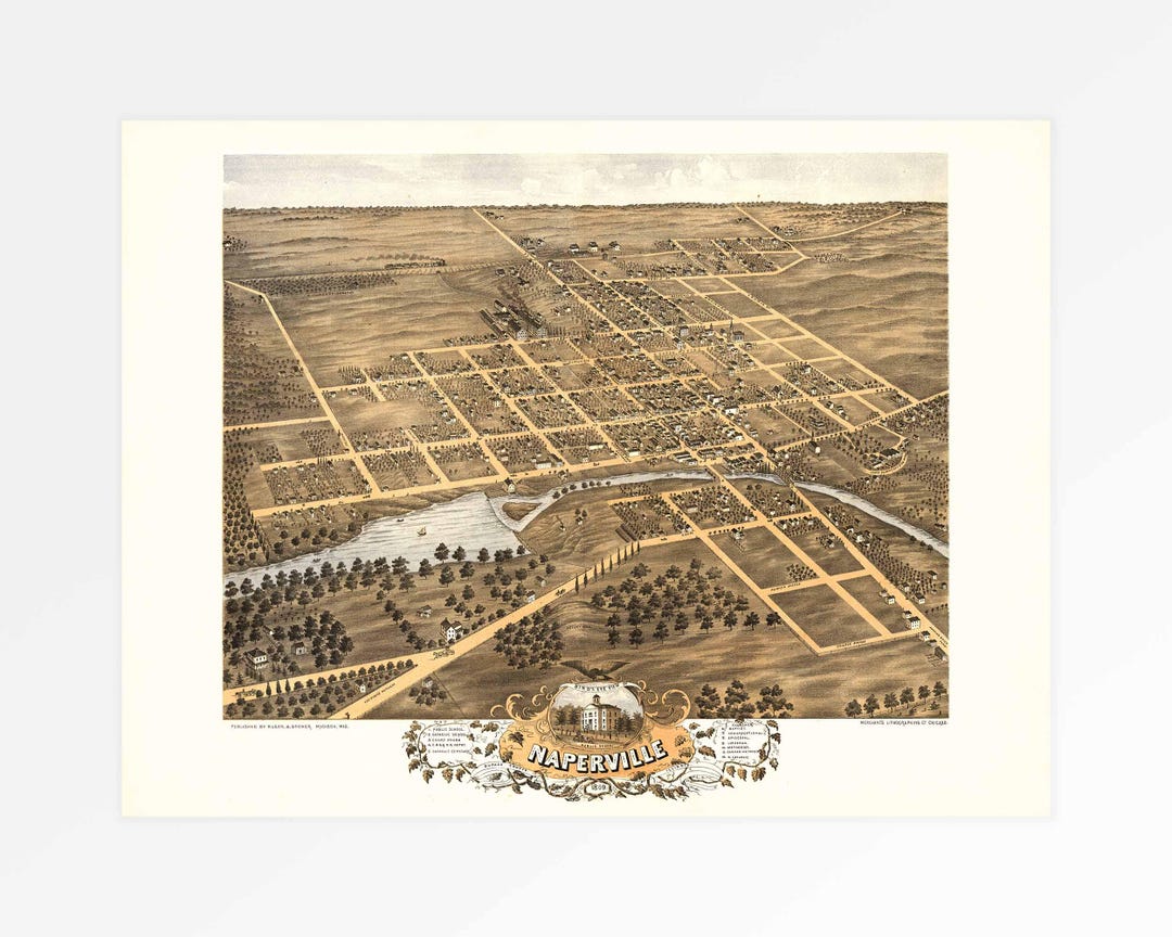 Old Map of Naperville, Dupage County, Illinois, USA } museum Quality ...