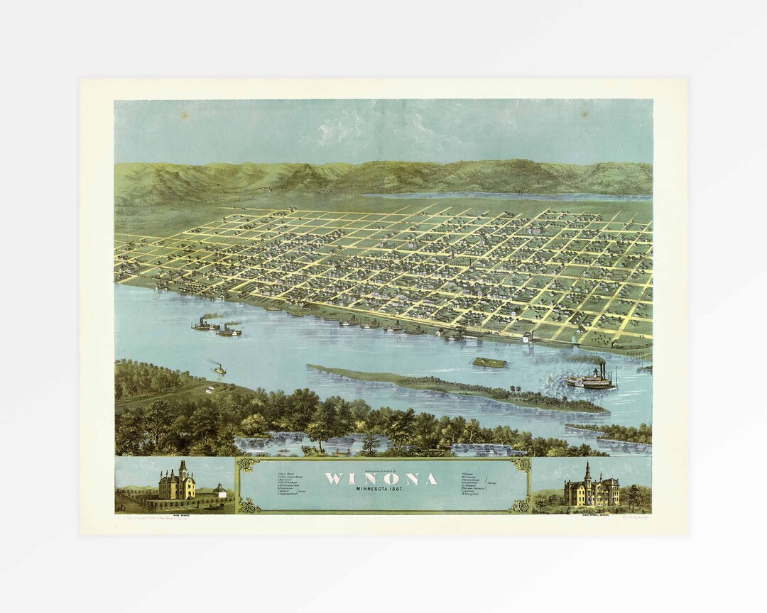 Vintage Map of Winona, Minnesota, USA | old Map Reproduction - Etsy