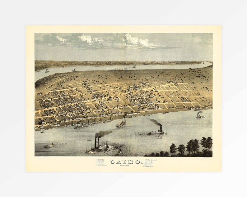 Old Map of Cairo, Illinois - Etsy