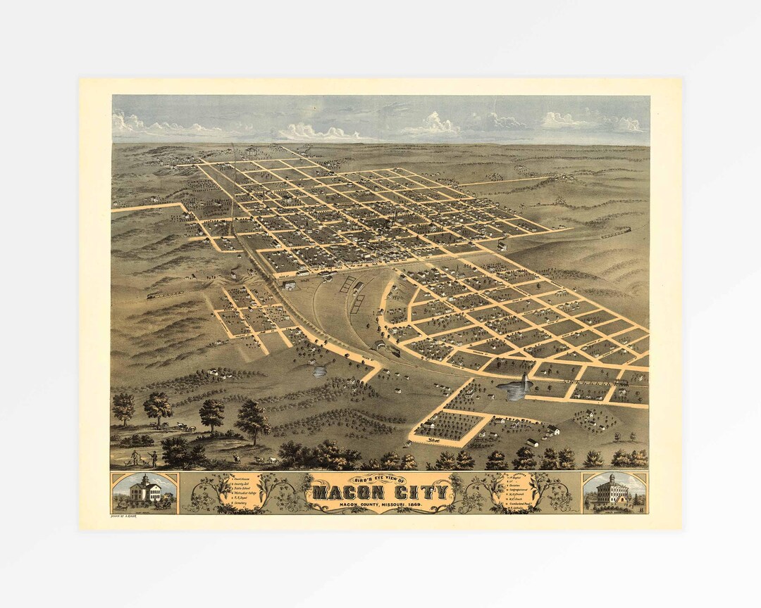 Old Map of Macon City, Macon County, Missouri - Etsy