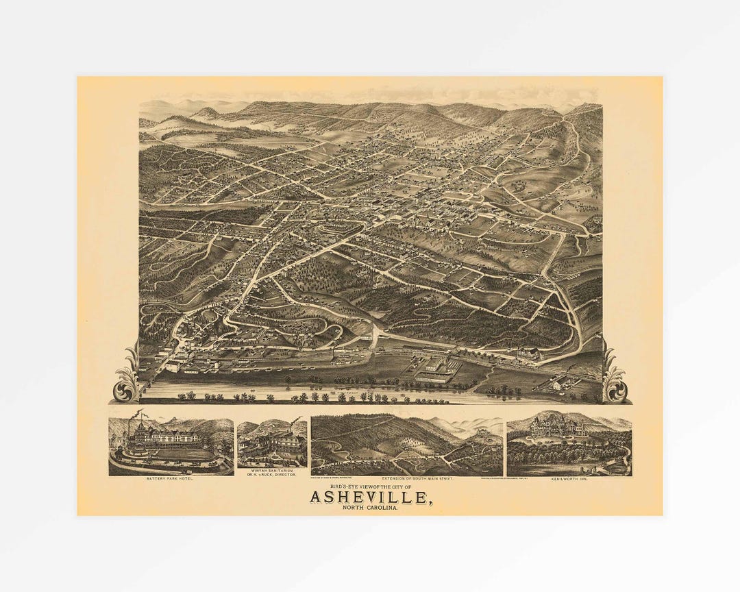 Old Map of Asheville, North Carolina, USA | old Map Reproduction ...