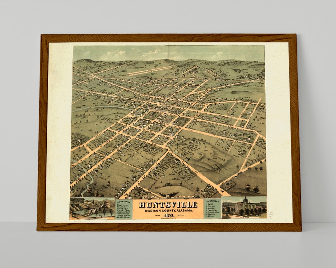 Bird's Eye View of the City of Huntsville Madison County - Etsy