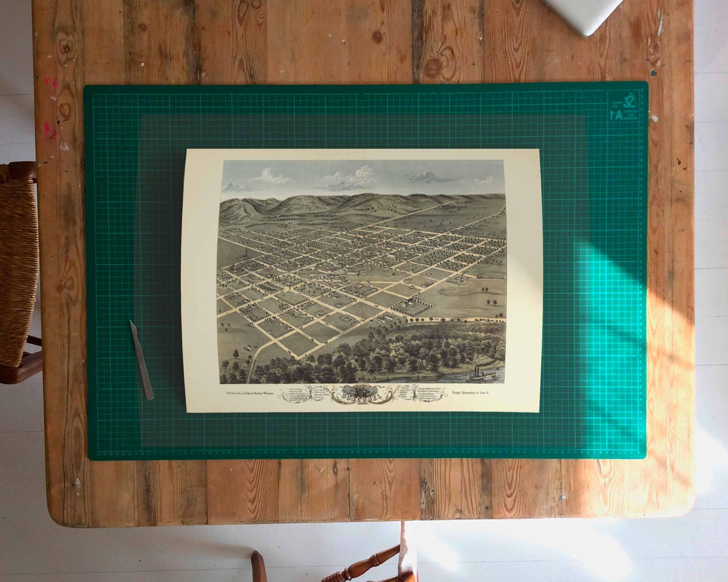 Old Map of Boscobel, Grant County, Wisconsin, USA } museum Quality ...