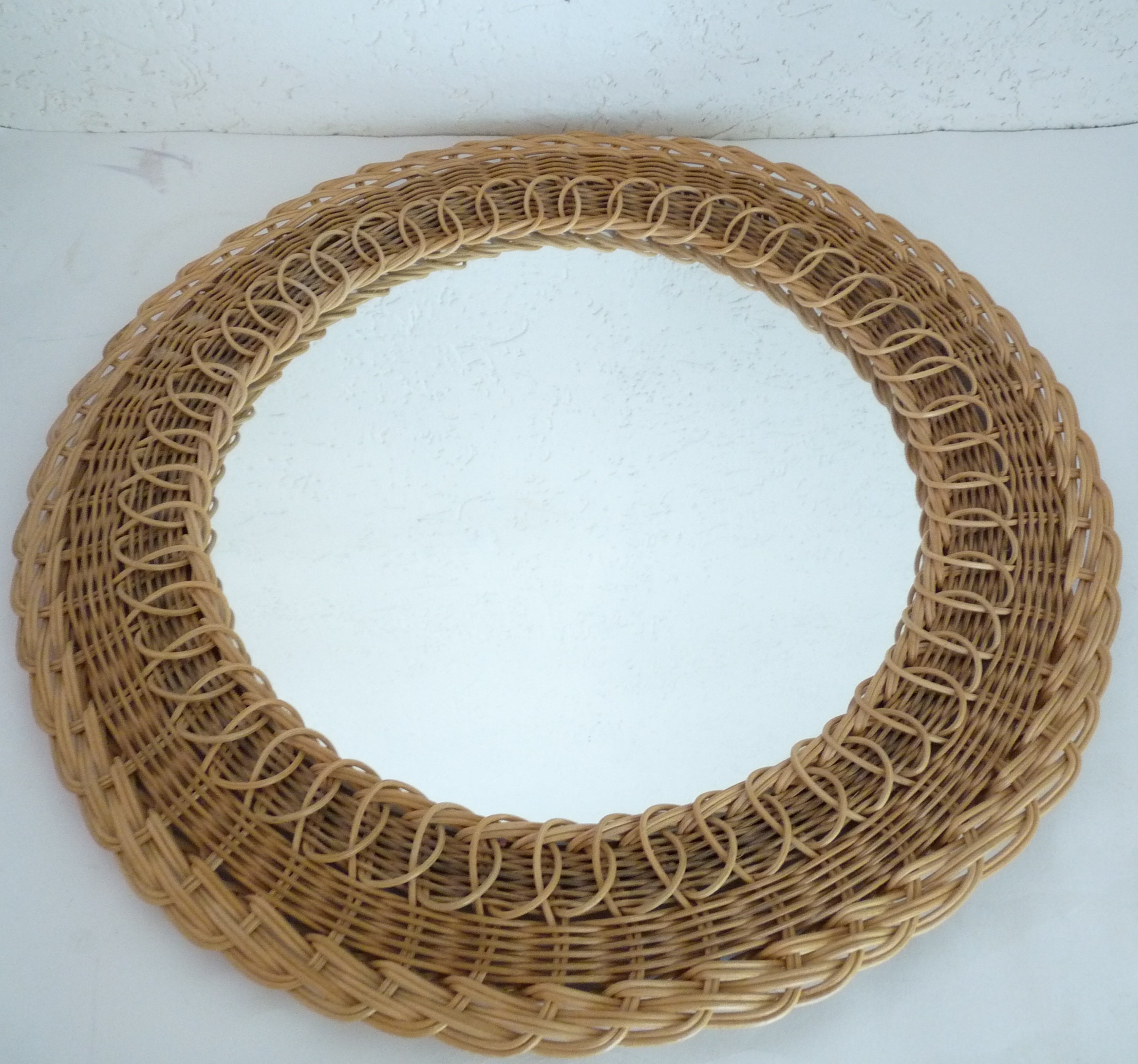 Vintage Wall Round Wicker Frame Round Mirror Round Boho | Etsy
