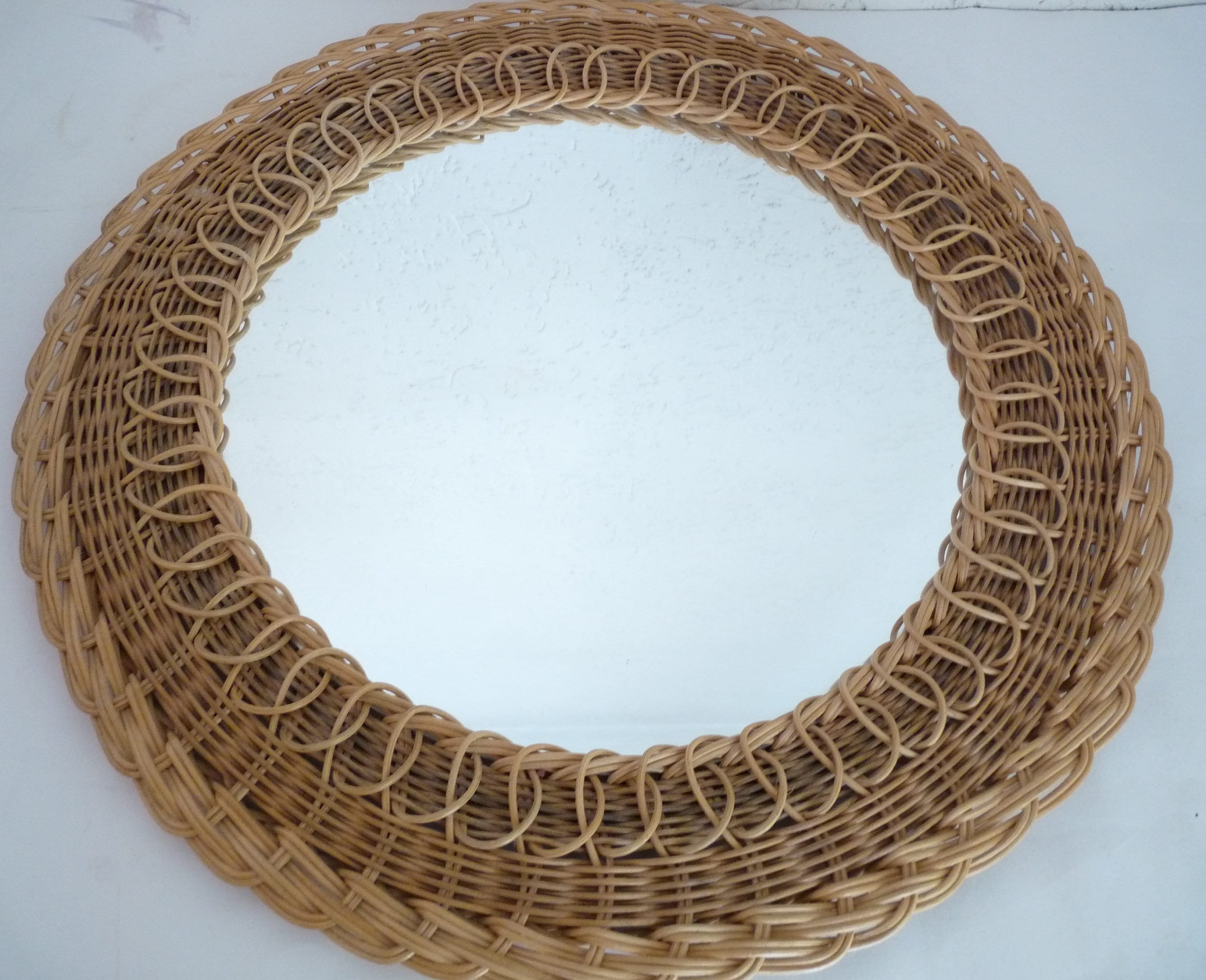 Vintage Wall Round Wicker Frame Round Mirror Round Boho | Etsy
