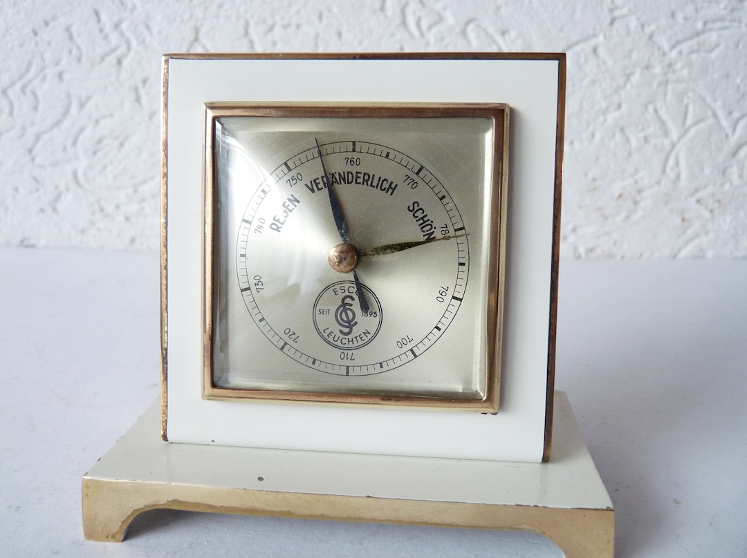 Vintage Brass MCM Barometer, Bauhaus MCM Measuring Instrument, Mid ...