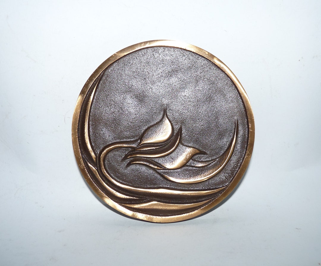 Solid Bronze Wall Plate, Mid Century Wall Hanging, Wall Decor, Wall ...