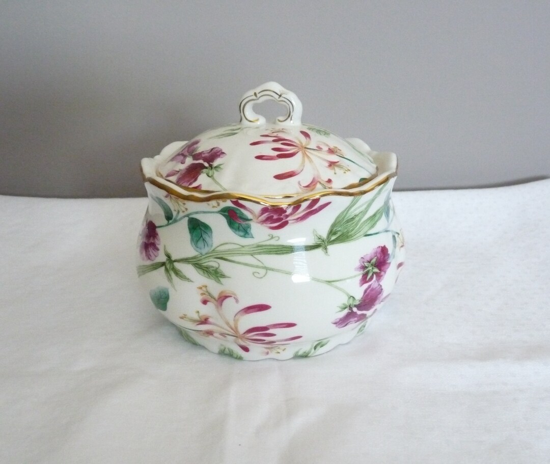 Small Porcelain Bowl With Lid, Flower Decorated With Lid, Candy, Cookie ...