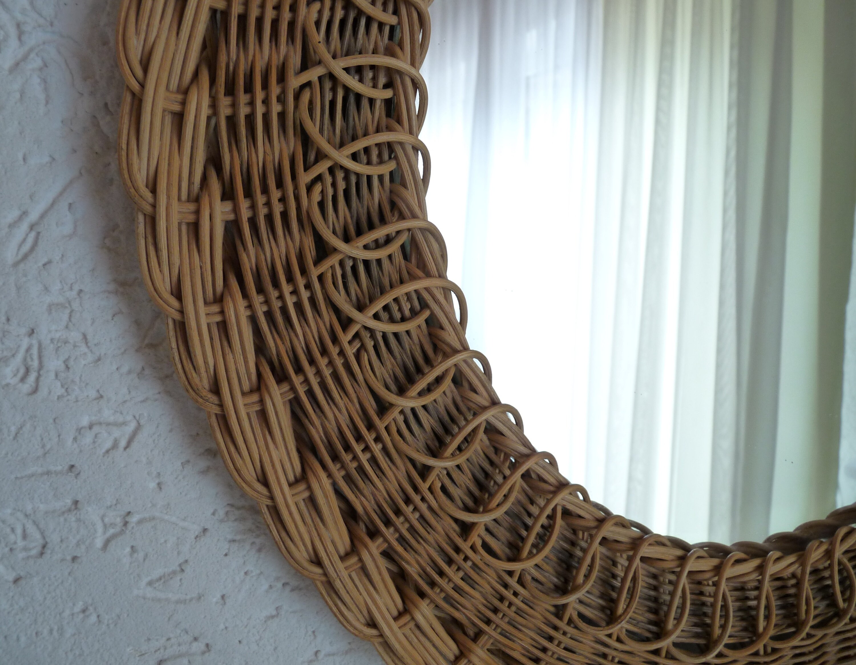 Vintage Wall Round Wicker Frame Round Mirror Round Boho | Etsy