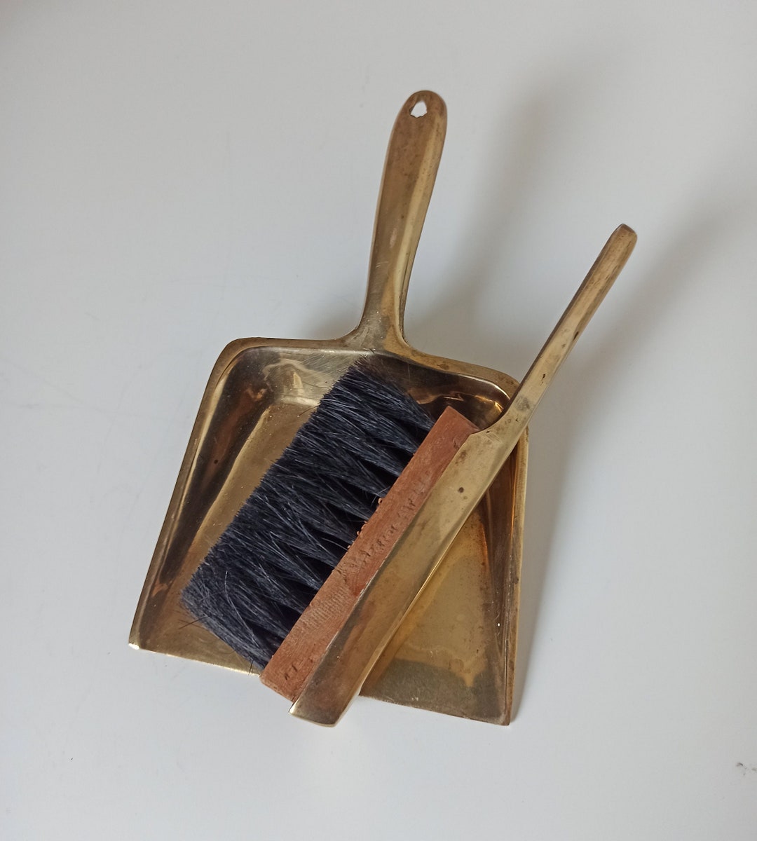 Small Crumb Table Shovel and Brush, Vintage Brass Crumb Shovel and ...