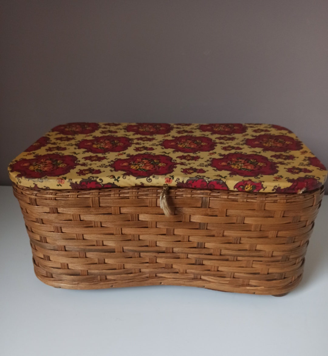Vintage Small Sewing Box, Rattan Sewing Basket, Vintage Storige Box - Etsy