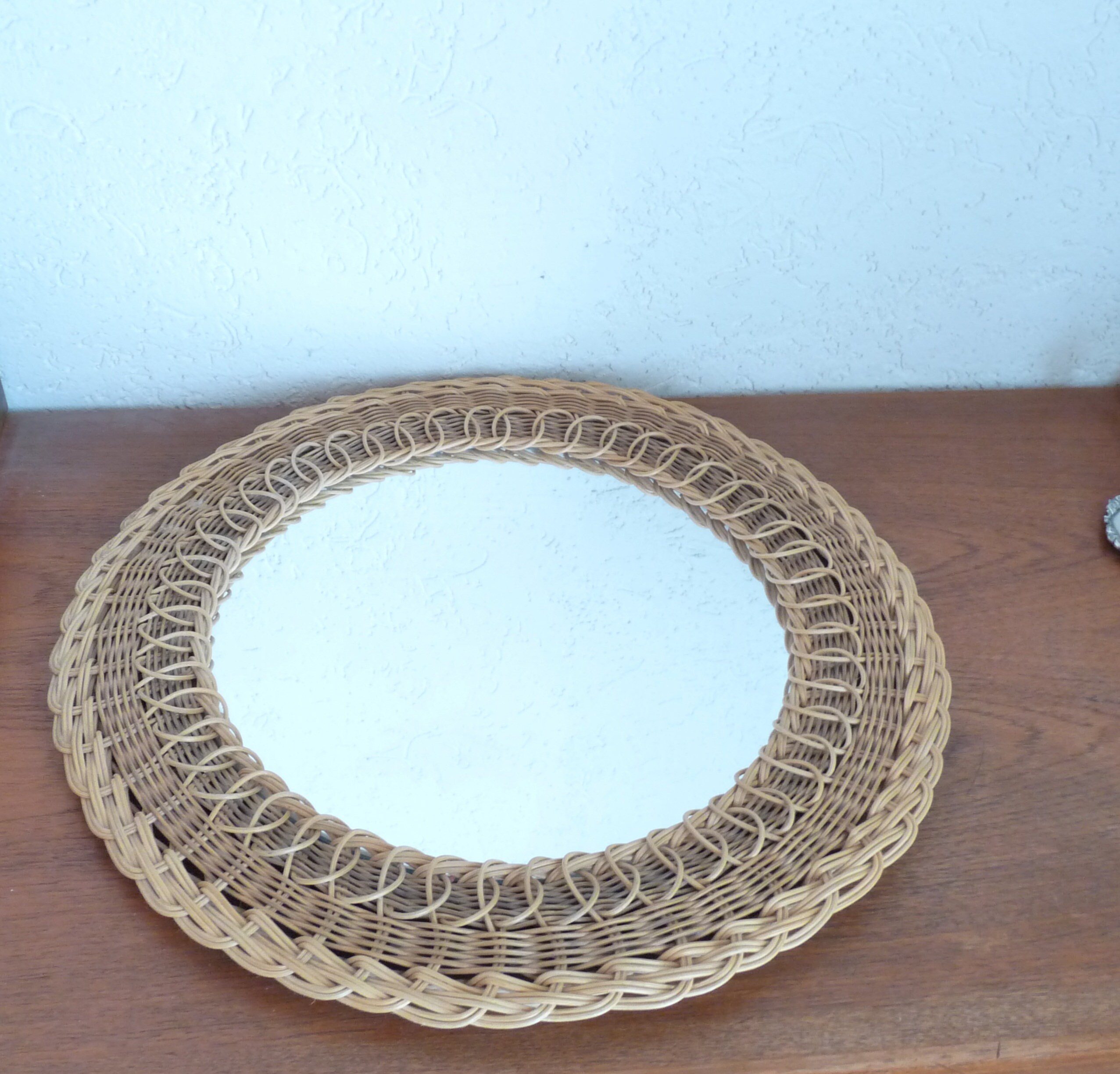 Vintage Wall Round Wicker Frame Round Mirror Round Boho | Etsy