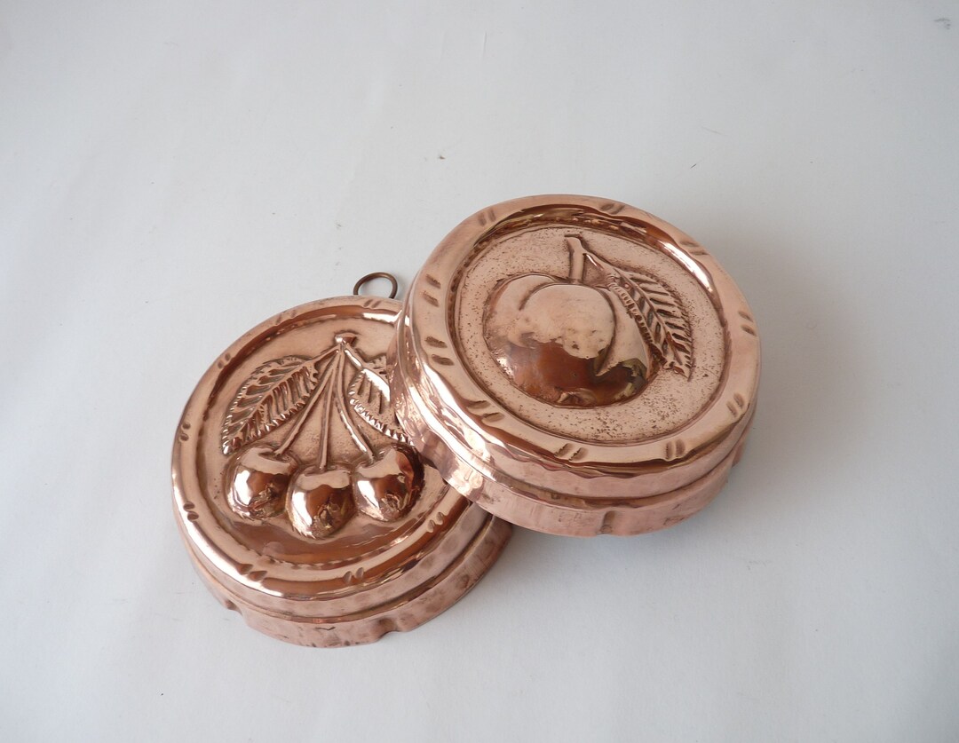 A Set of Two Vintage Copper Molds for Cakes and Puddings With Cherries ...