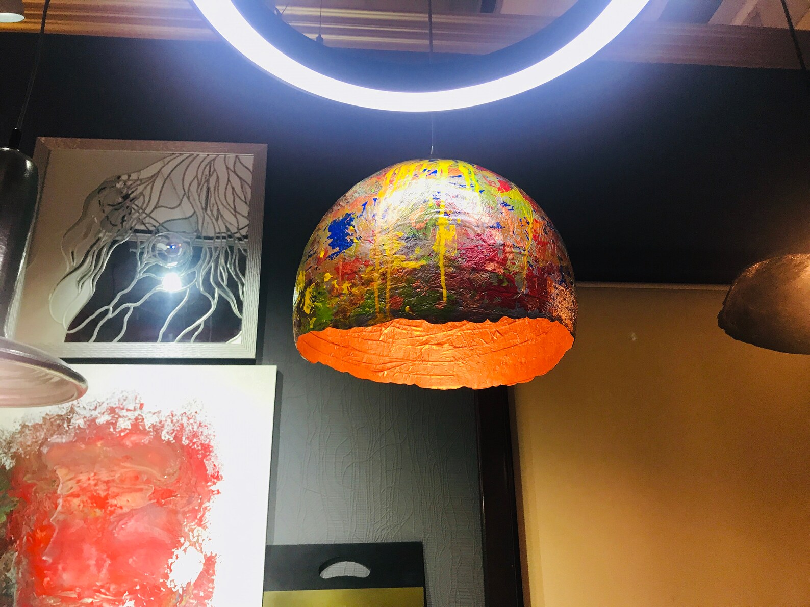 Pendant Light Made From Paper Mache Abstract Lamp Shade - Etsy