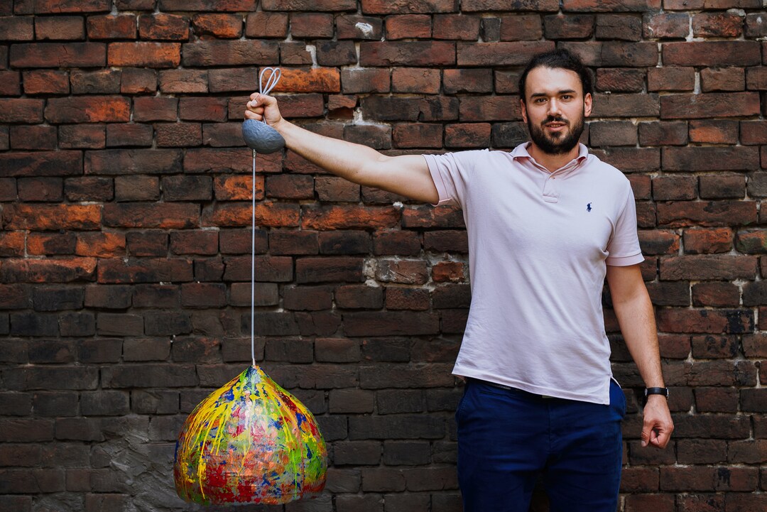 Pendant Light Made From Paper Mache Abstract Lamp Shade - Etsy