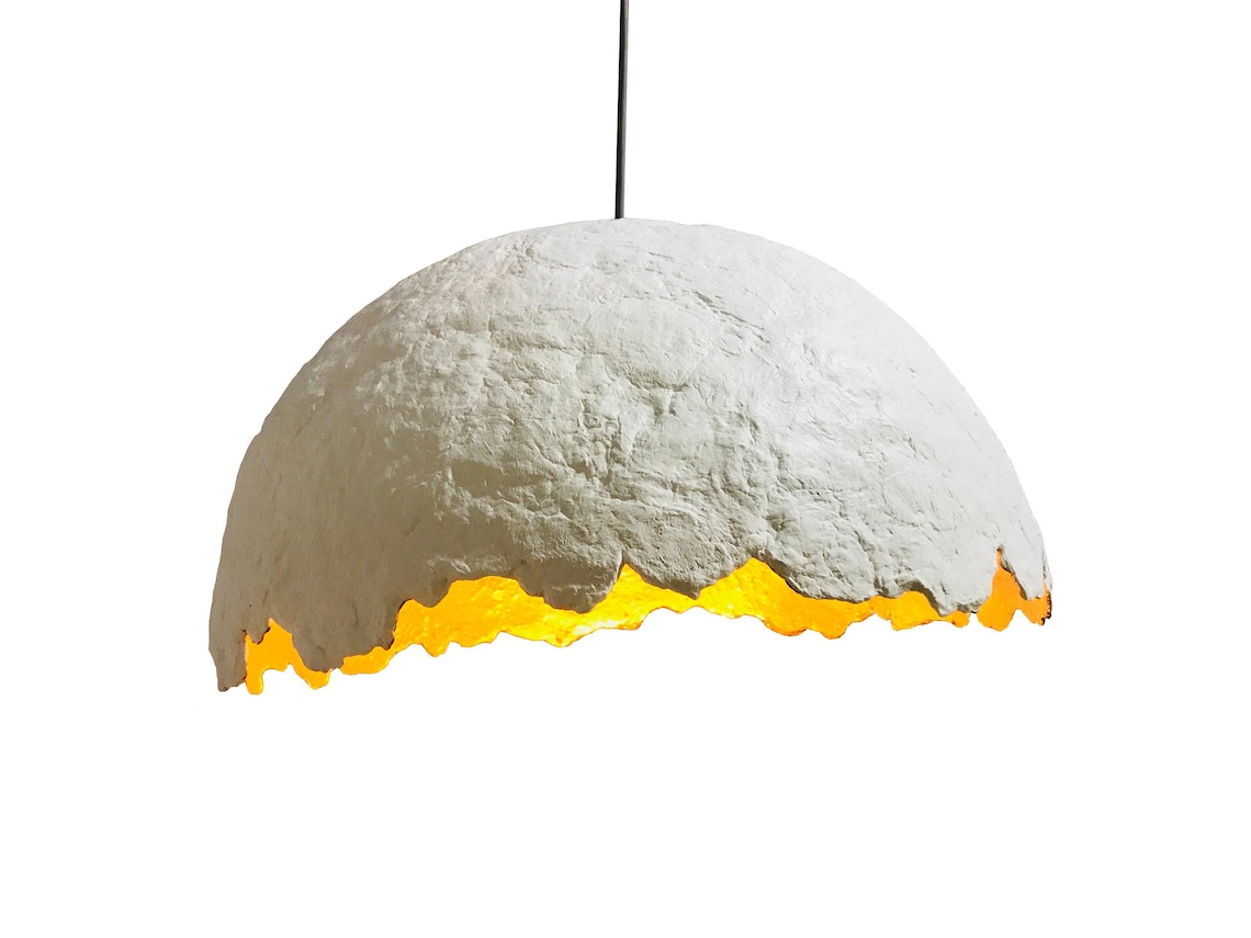 Paper Mache Lamp Sphere Industrial Ball Pendant Modern Light - Etsy
