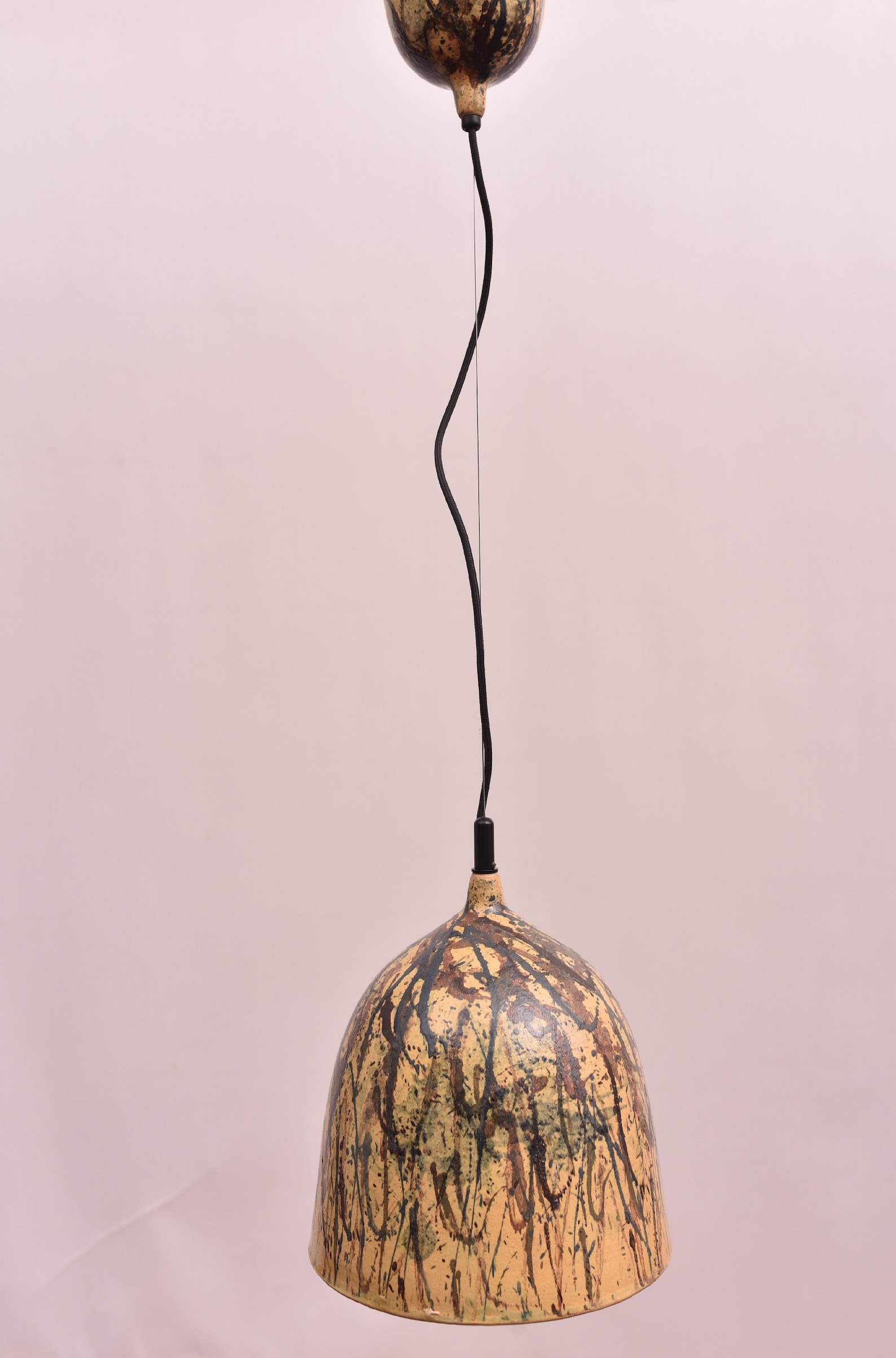 Pendant Lamp, Bell Shape, Abstract Lampshade, Suspension Clay Light for ...