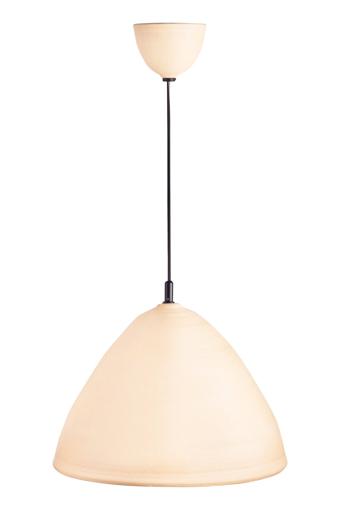 Ceramic rustic pendant lamp beige farmhouse lighting bell | Etsy