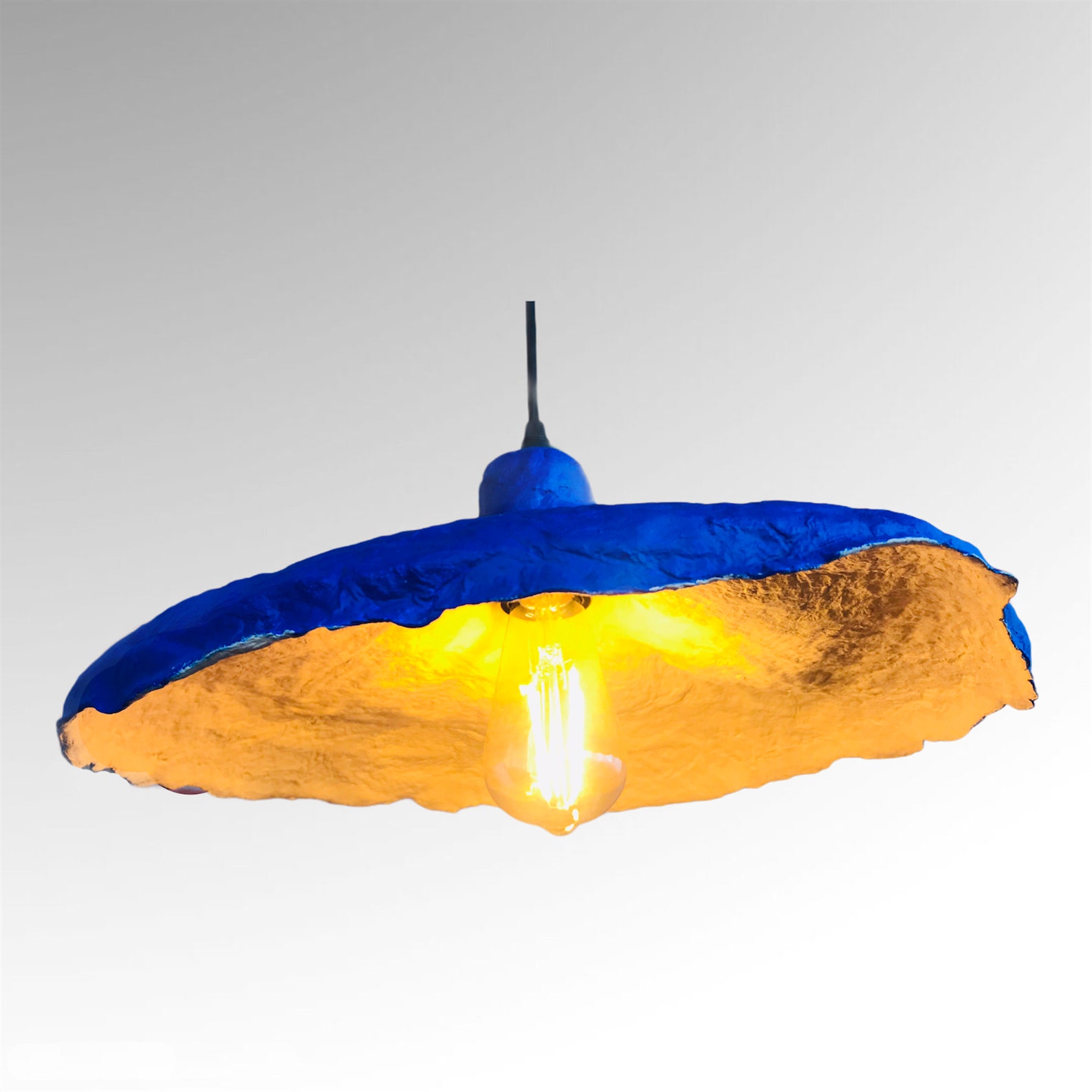 Unique paper mache pendant light farmhouse lighting for | Etsy